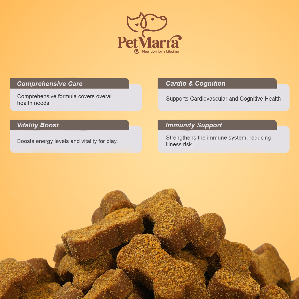 PetMarra Vitamin Chews Dog Treats Gut Health Skin and Coat Hip Joint ...