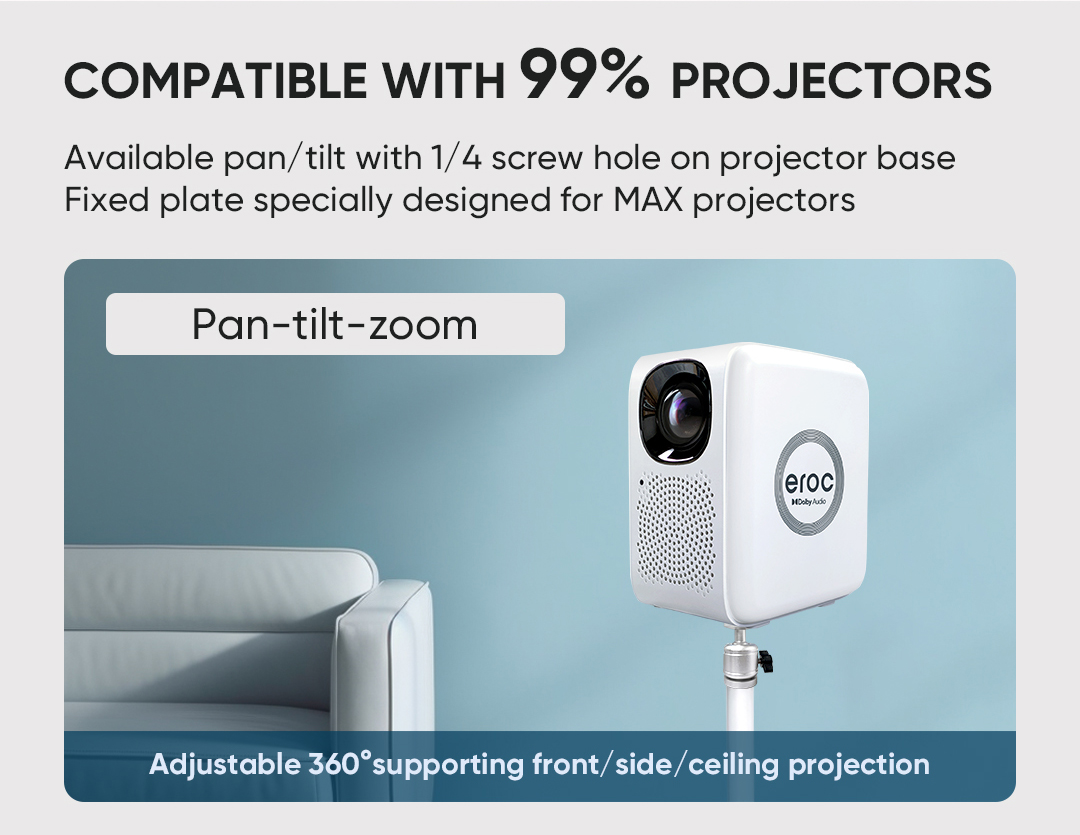 Eroc Projector Stand up to 160cm Adjustable & Foldable w/ Tray for Max ...
