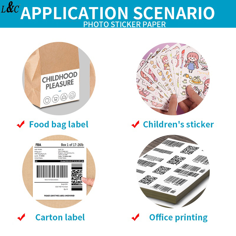 L&C Photo Paper Sticker 3R 4R 5R A4 Size Glossy Photo Paper Inkjet ...