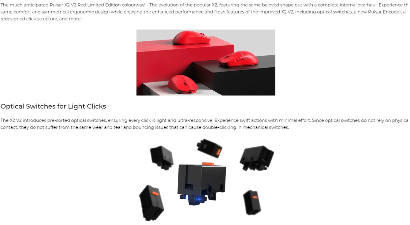 Pulsar X2V2 Symmetrical Wireless Gaming Mouse Size 1 (Red) (PX2213 ...