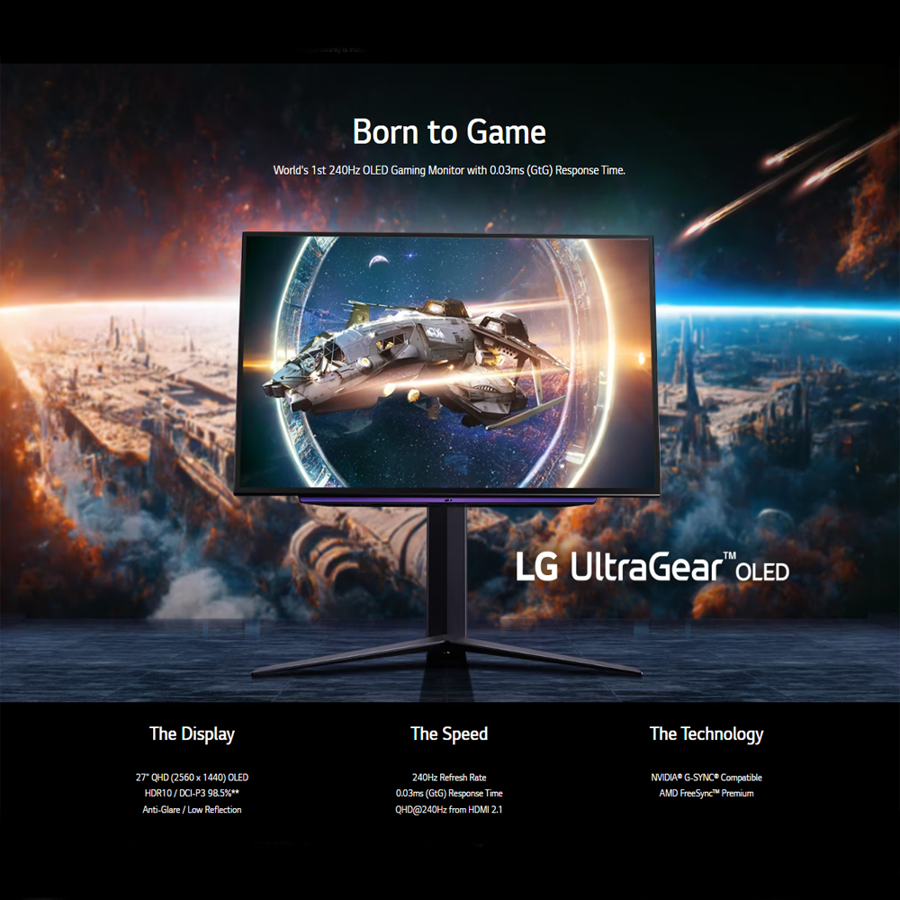 LG 27GR95QE-B 27" UltraGear OLED 240Hz 1440p QHD HDR Gaming Monitor ...
