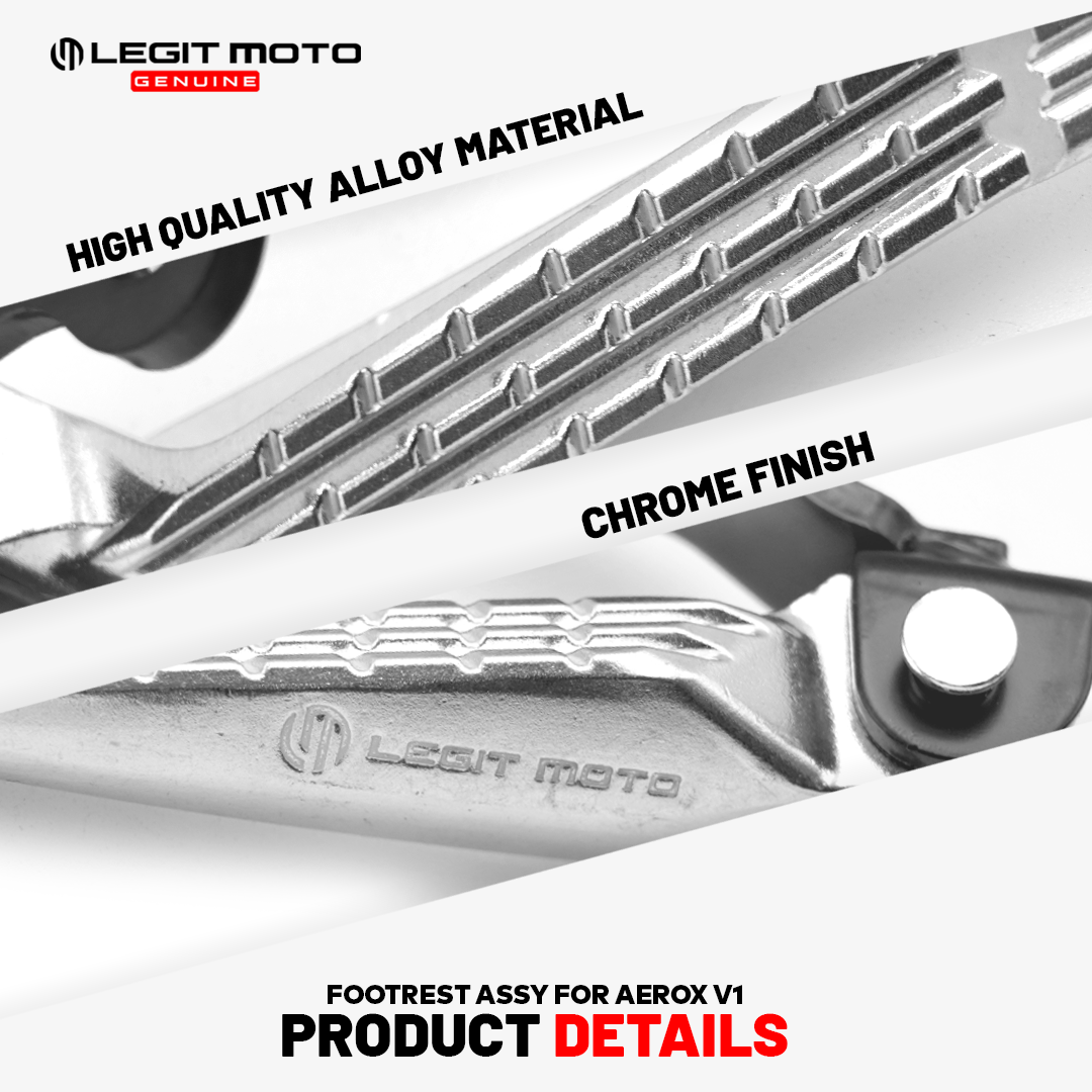 LEGITMOTO AEROX V1 ALLOY FOOTREST ASSY WITH BRACKET L-10105 SILVER ...