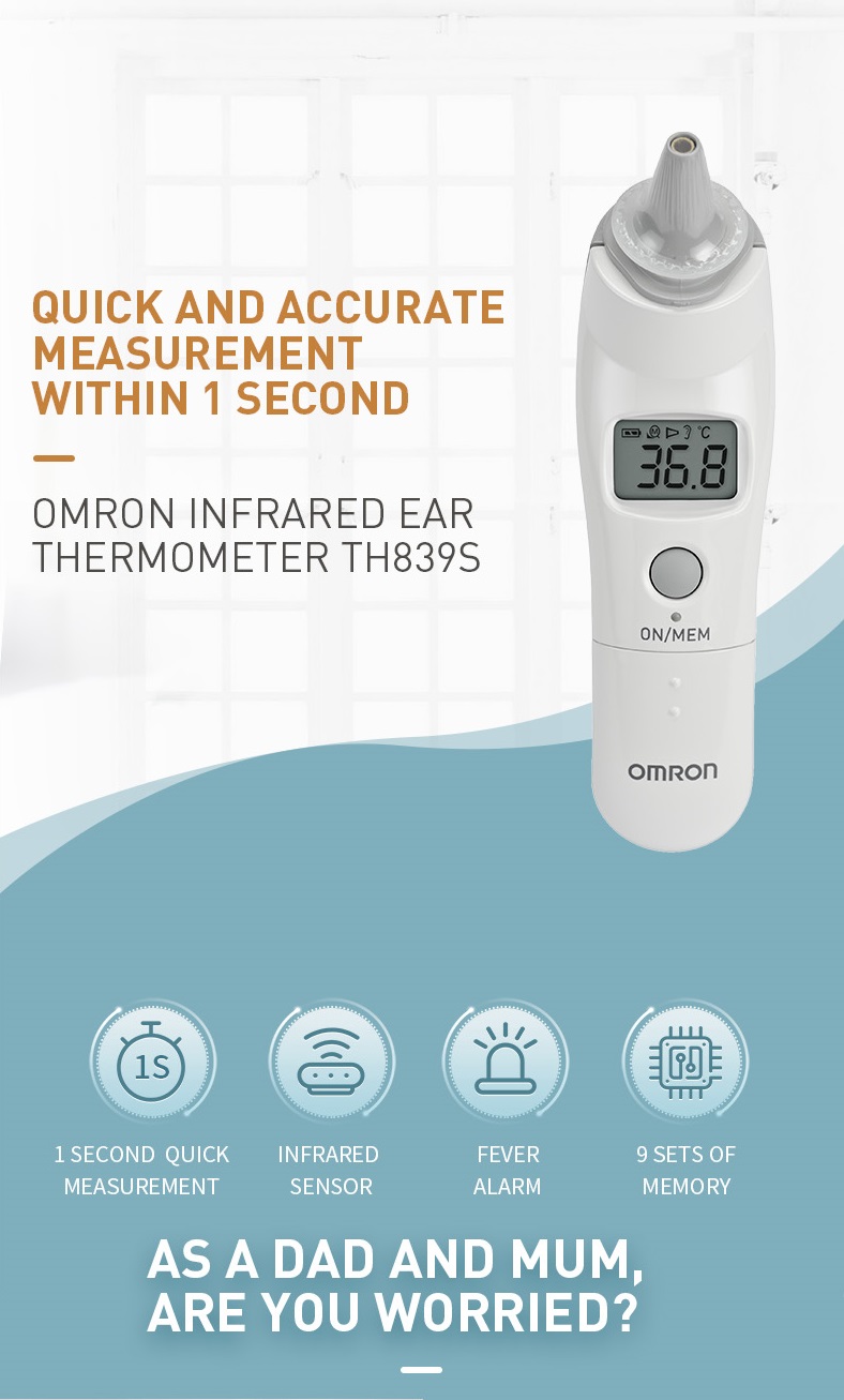 Omron TH839S Digital Ear Thermometer for Baby and Body Temperature ...