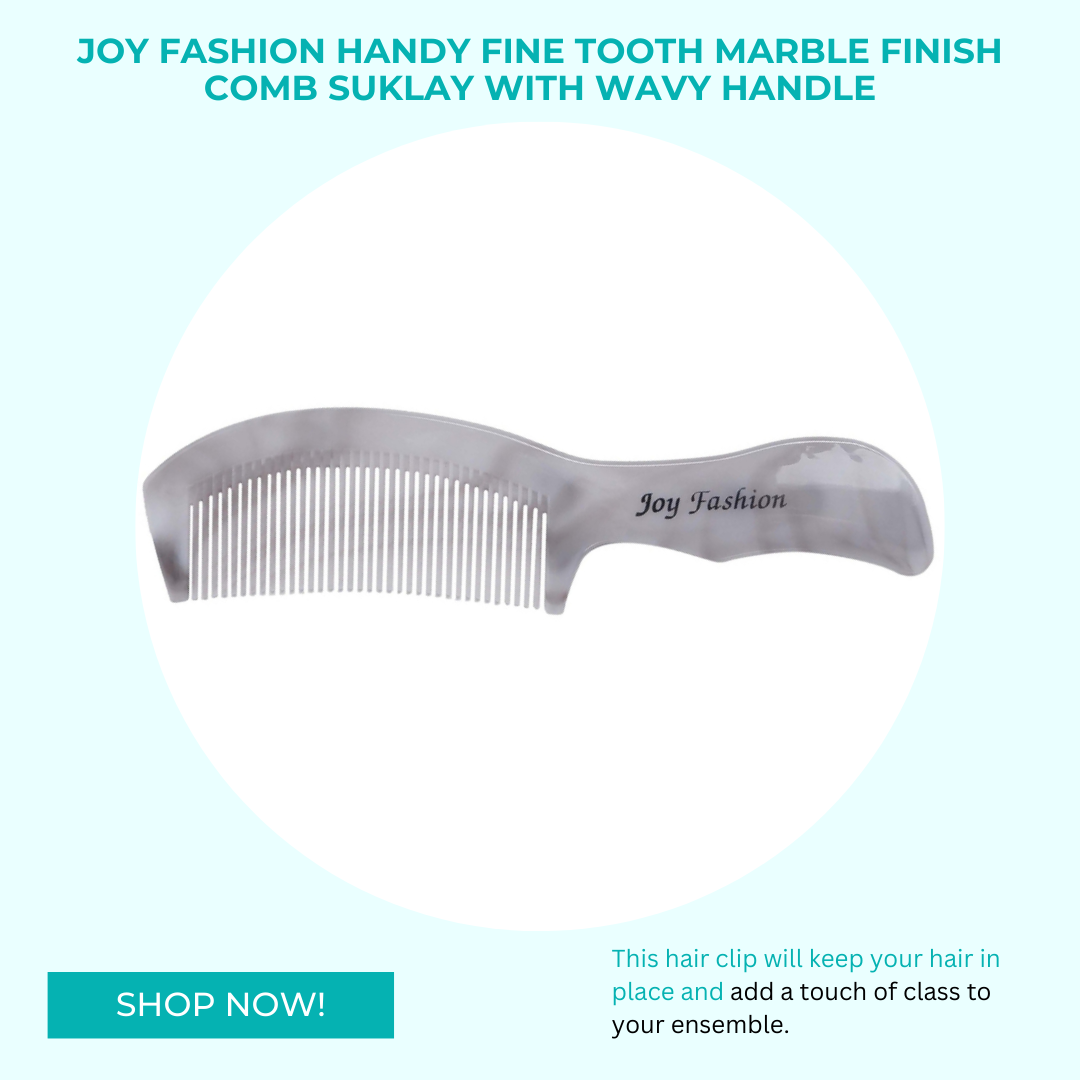 Joy Fashion Handy Fine Tooth Marble Finish Comb Suklay With Wavy Handle ...