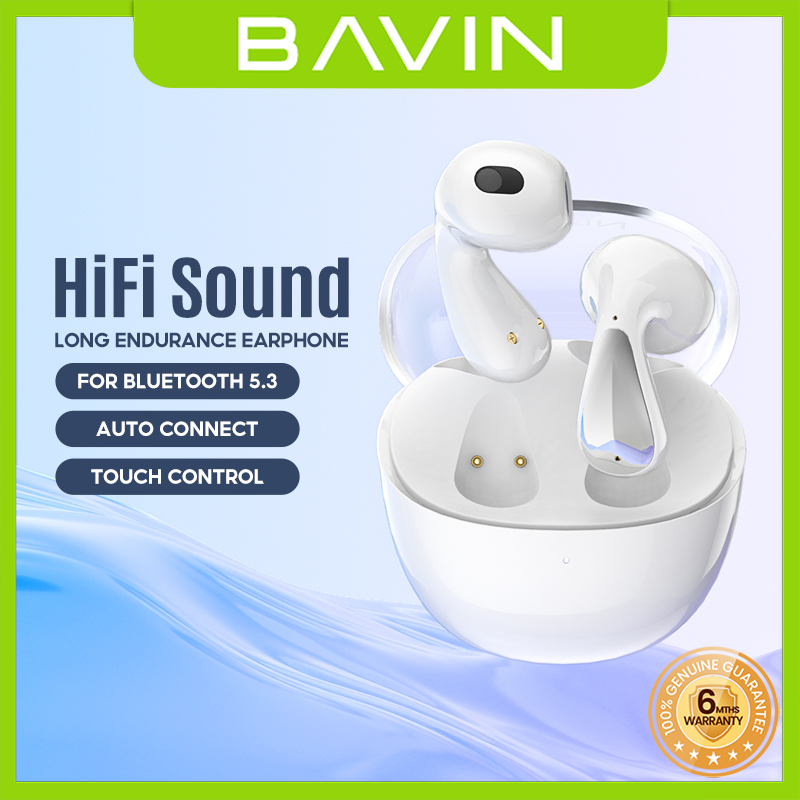 BAVIN BA65 Wireless Bluetooth Earphone Hi-Fi Audio Sounds Built-In ...