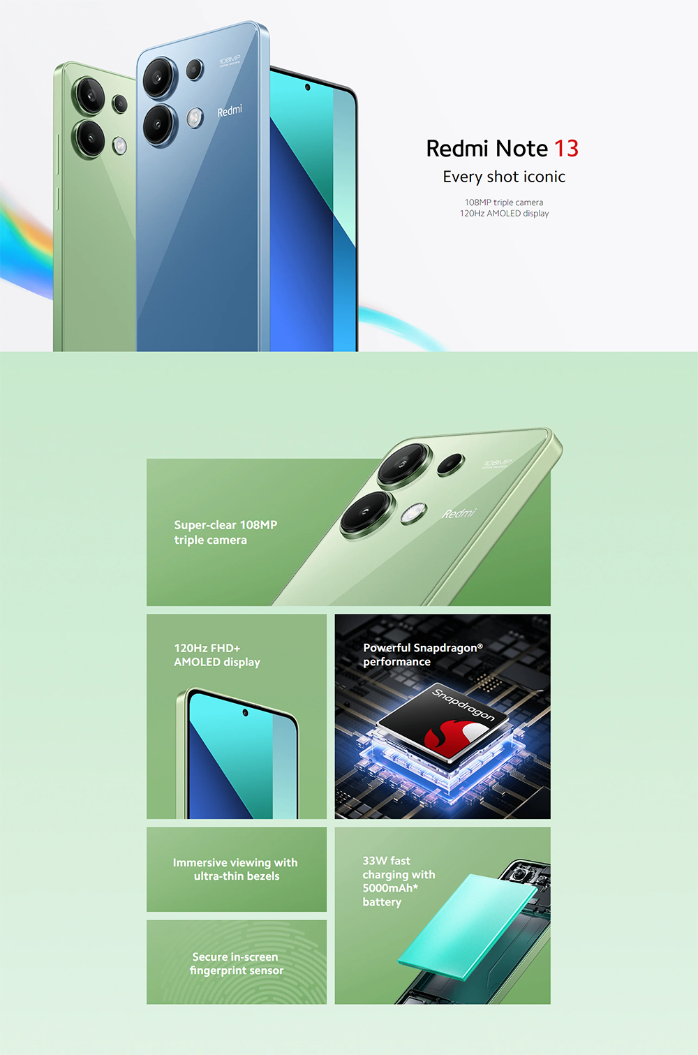 Redmi Note 13 Snapdragon 685 Processor 8GB+256GB 108MP Camera ...