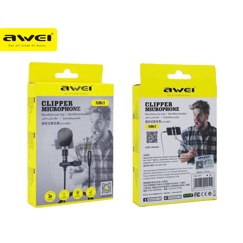 Awei MK1 3m Wired Clipper Microphone Cable Live Broadcast,Interview ...