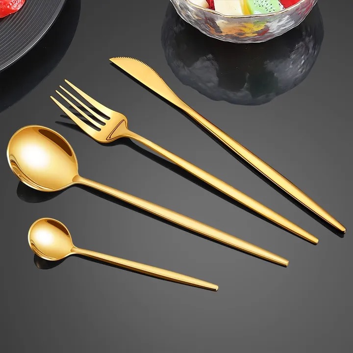 4Pcs Korean Cutlery Set Stainless Steel Dinnerware Silverware Flatware ...