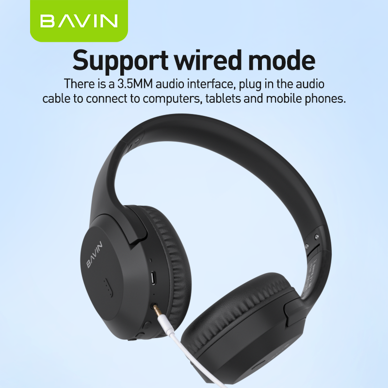 BAVIN BH50 Bluetooth Stereo Audio Sounds Built-In Microphone w/ Long ...
