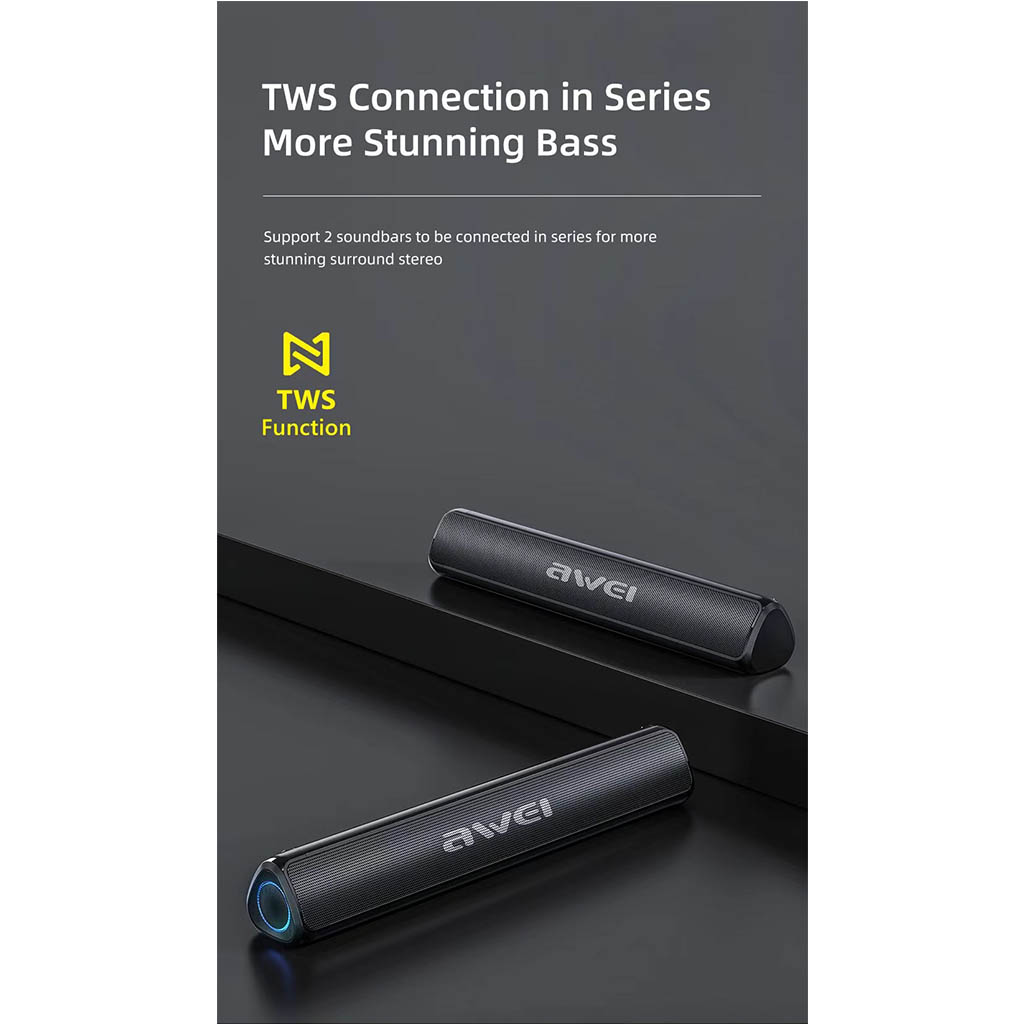 Awei Y333 Portable Soundbar Bluetooth Speaker TWS HiFi Heavy Bass ...