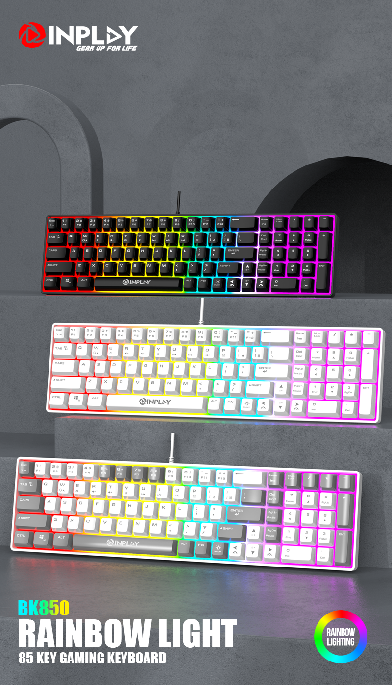Inplay BK850 RGB Membrane Keyboard Rainbow Light Waterproof Smooth ...