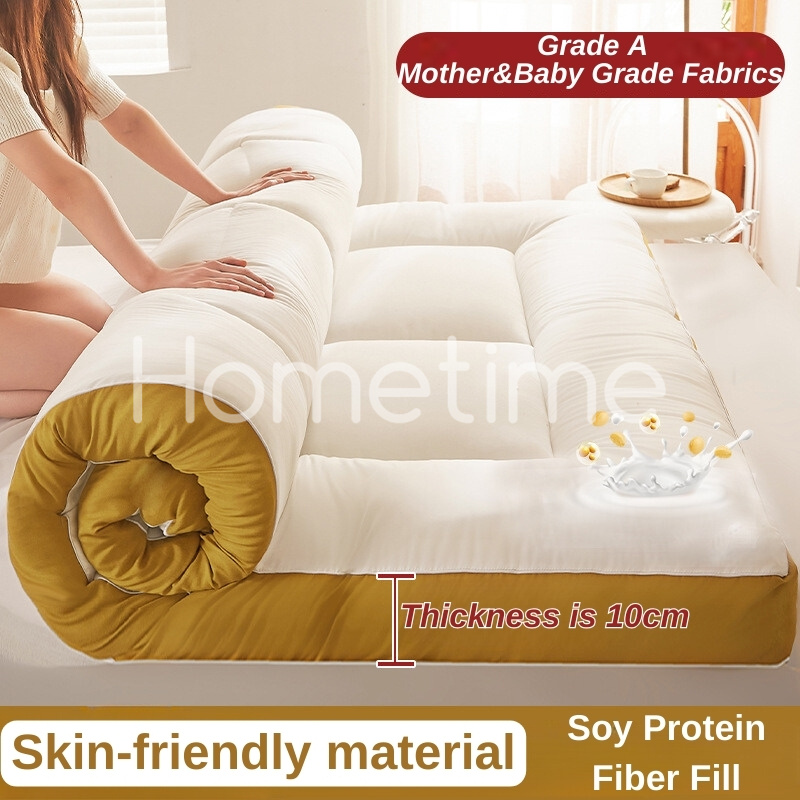 FEEMA 13cm Foam Mattress Thicker, Topper Foldable Queen Velvet Soft Bed ...