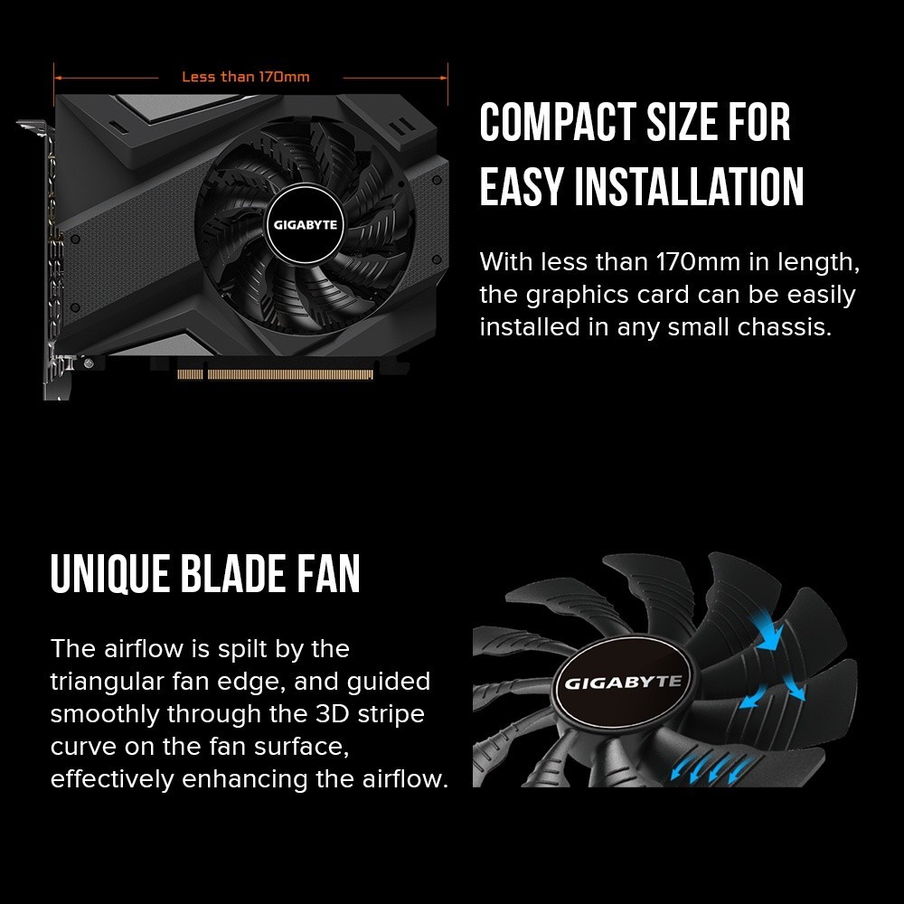 EasyPC| Gigabyte Gtx 1650 D6 OC GV-N1656OC-4GD/ GV-N1656WF2OC-4GD-3.0 4gb 128bit GDdr6 graphics ...