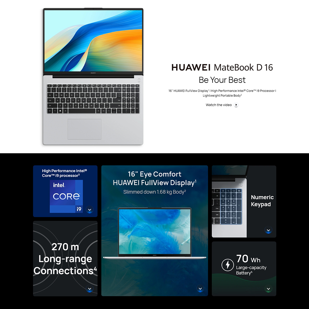 HUAWEI MateBook D 16 2024 Laptop | 12th Gen Intel Core i5 | 8GB+512GB ...
