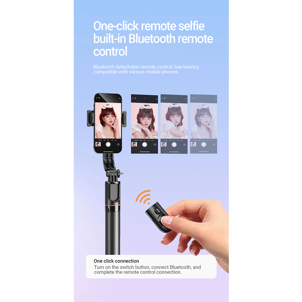 Awei X50 Retractable Wireless Selfie Stick with Bluetooth Shutter ...