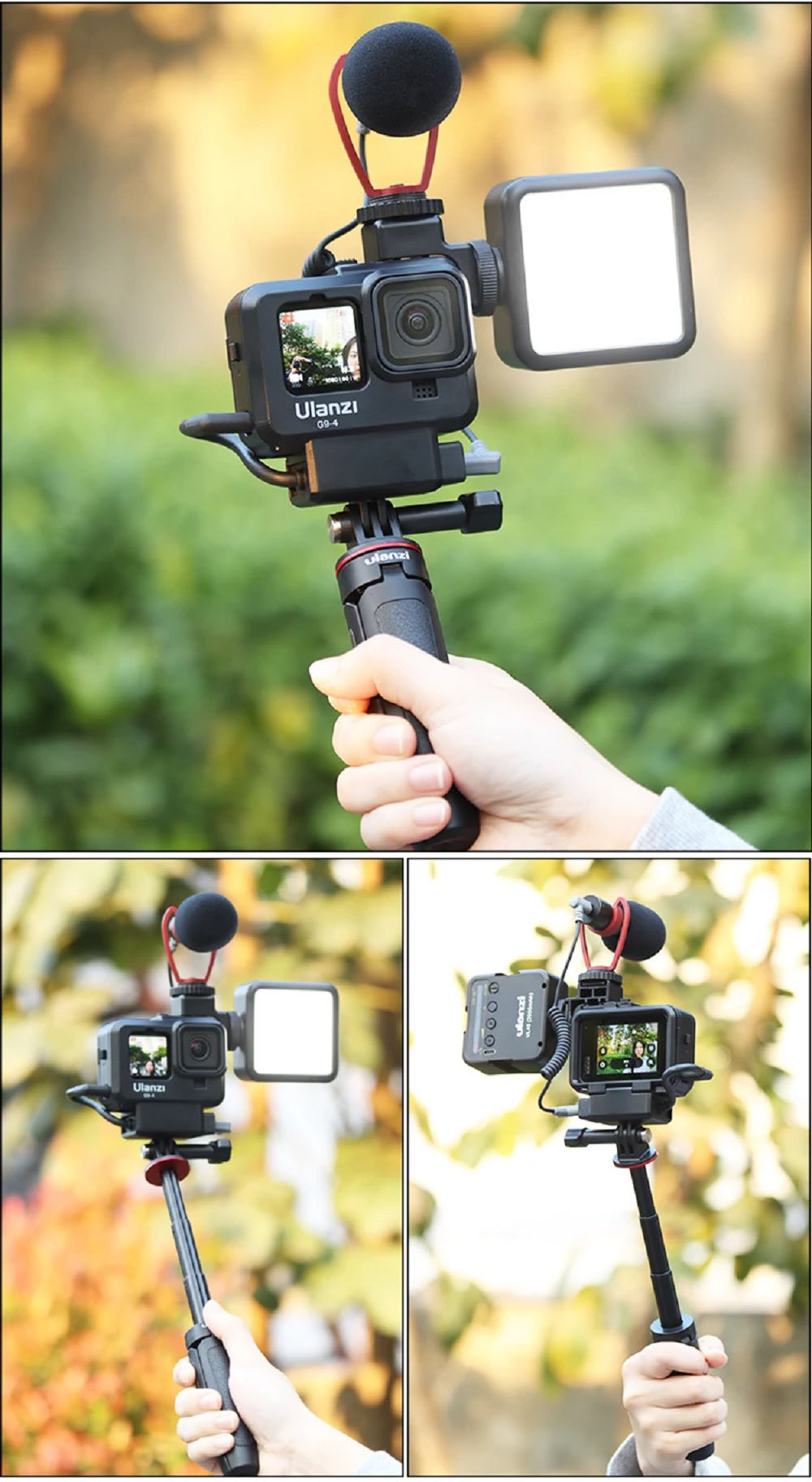 ULANZI G9-4 Protective Expansion Housing Vlog Frame Cage for GoPro Hero 12, 11, 10, 9 Action ...