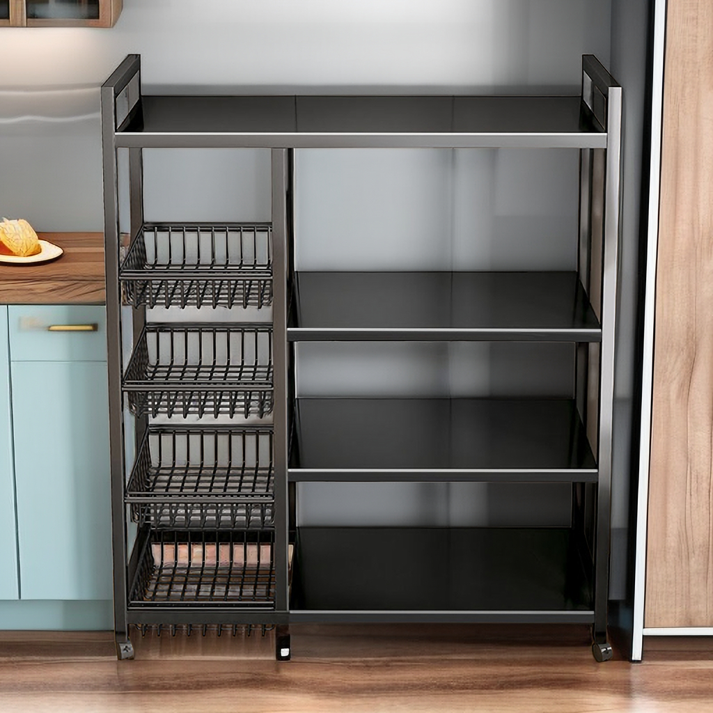 5 layers Kitchen rack microwave storage rack with Wheels Kitchen ...
