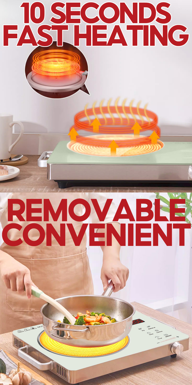 LAhome Electric Touch Screen Smart Ceramic Stove Infrared Burner Cooker ...