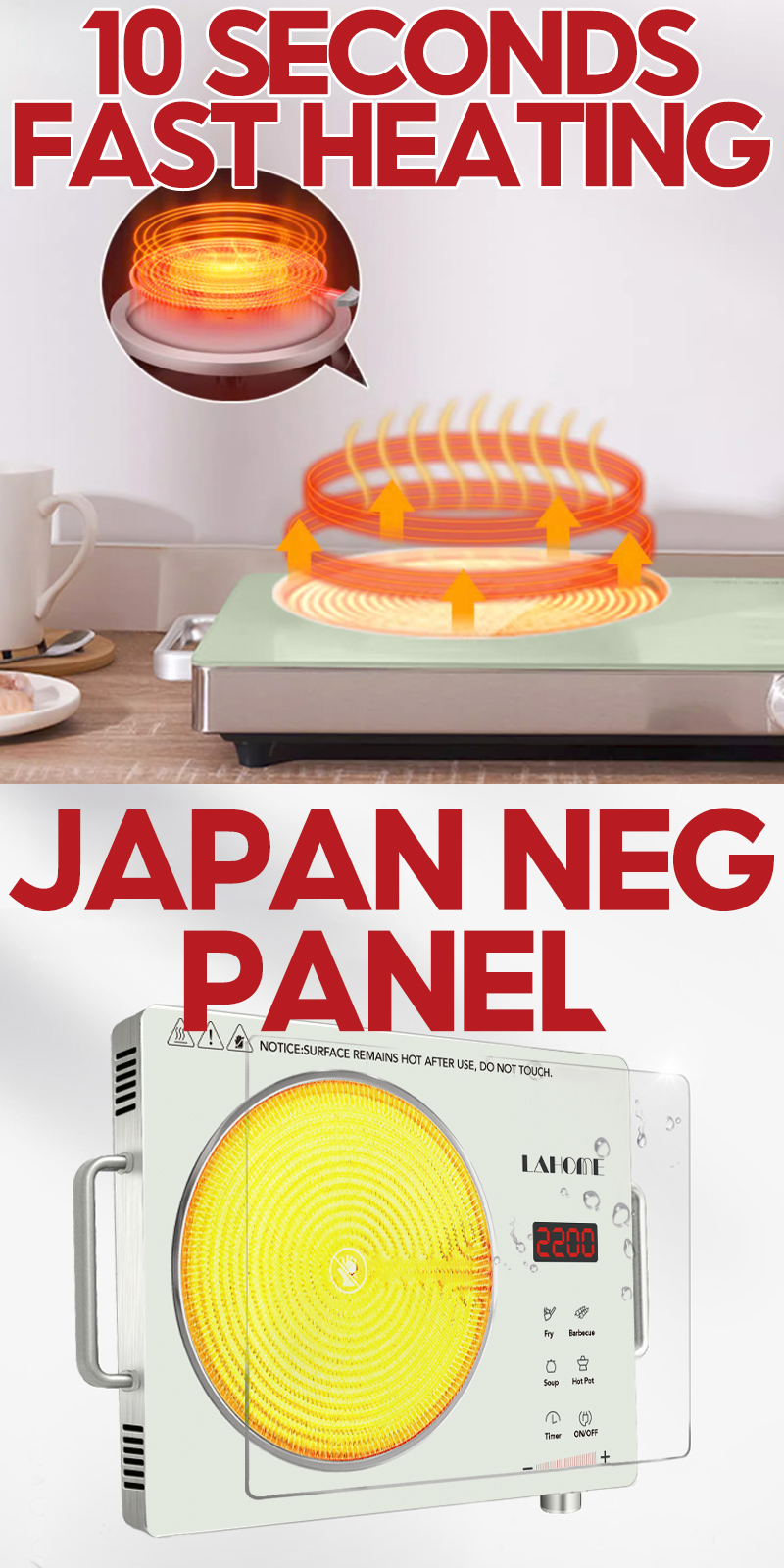 LAHOME Smart Electric Stove Infrared Ceramic Cooktop Digital Induction ...