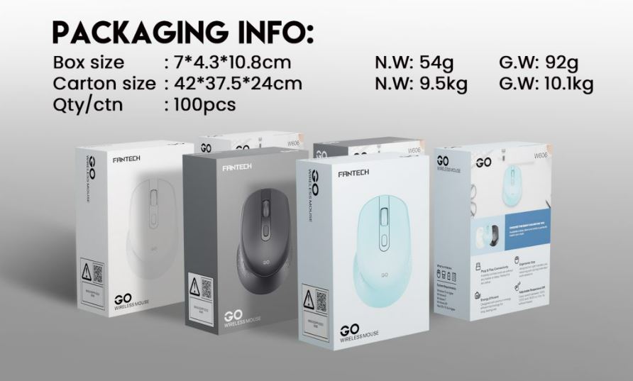 Fantech GO W606 Wireless Office Mouse Plug and Play Connectivity With Ergonomic Grip | Shopee ...
