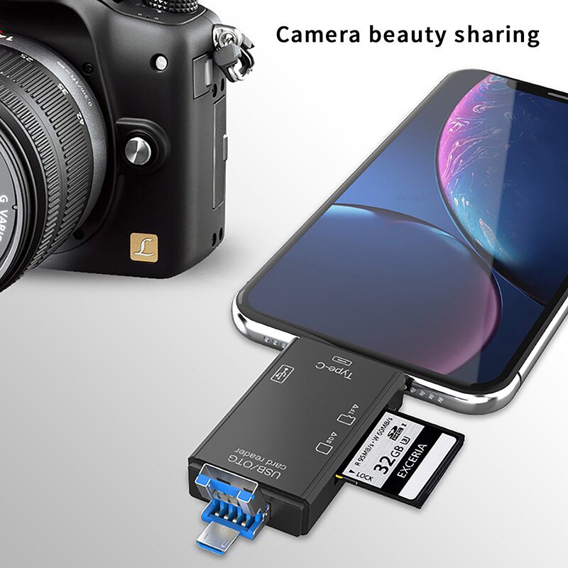 6 In 1 OTG USB SD Card Reader USB Type C Adapter Micro TF SD USB ...