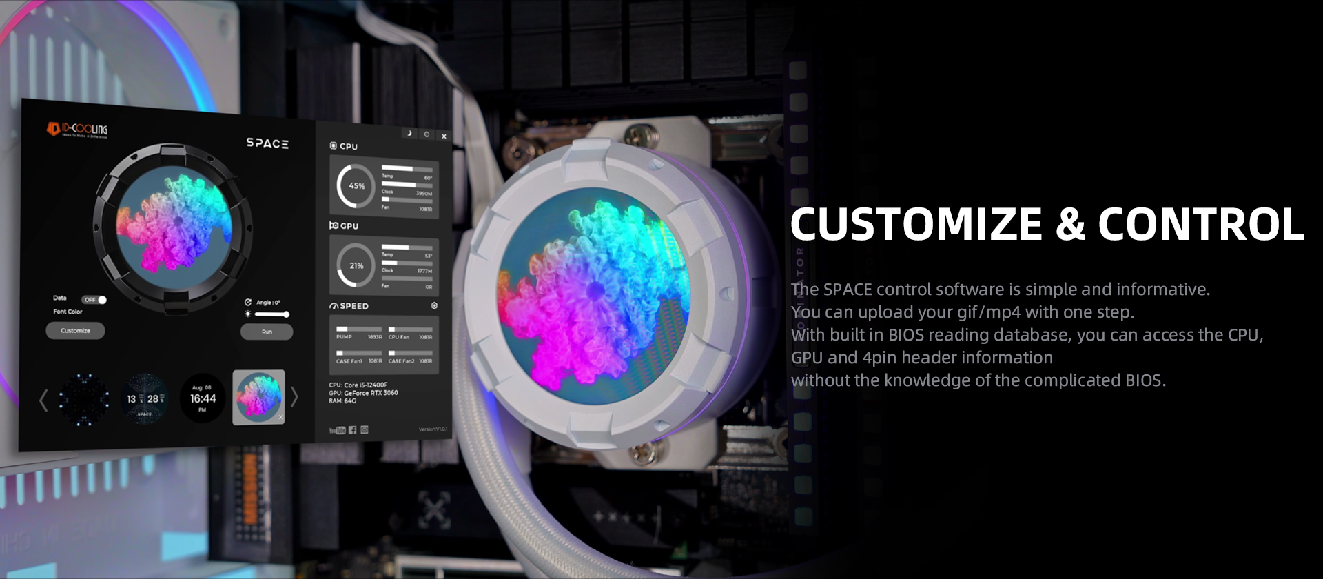 ID Cooler Space SL 360 LCD Aio Cooler White CPU Cooler | 360MM LCD AIO ...