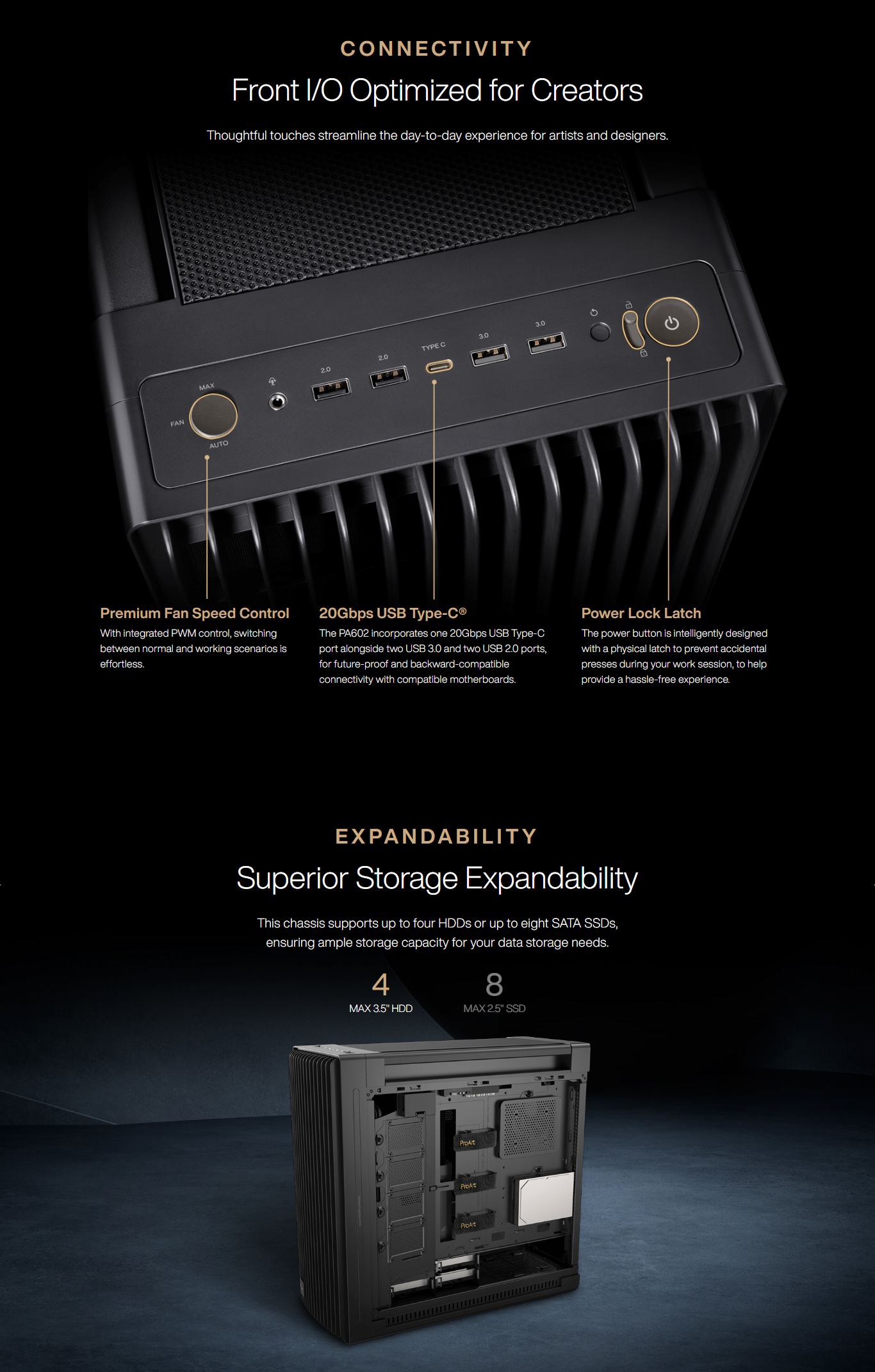 Asus ProArt PA602 420mm Radiator Support Built-in Wheels E-ATX Mid ...