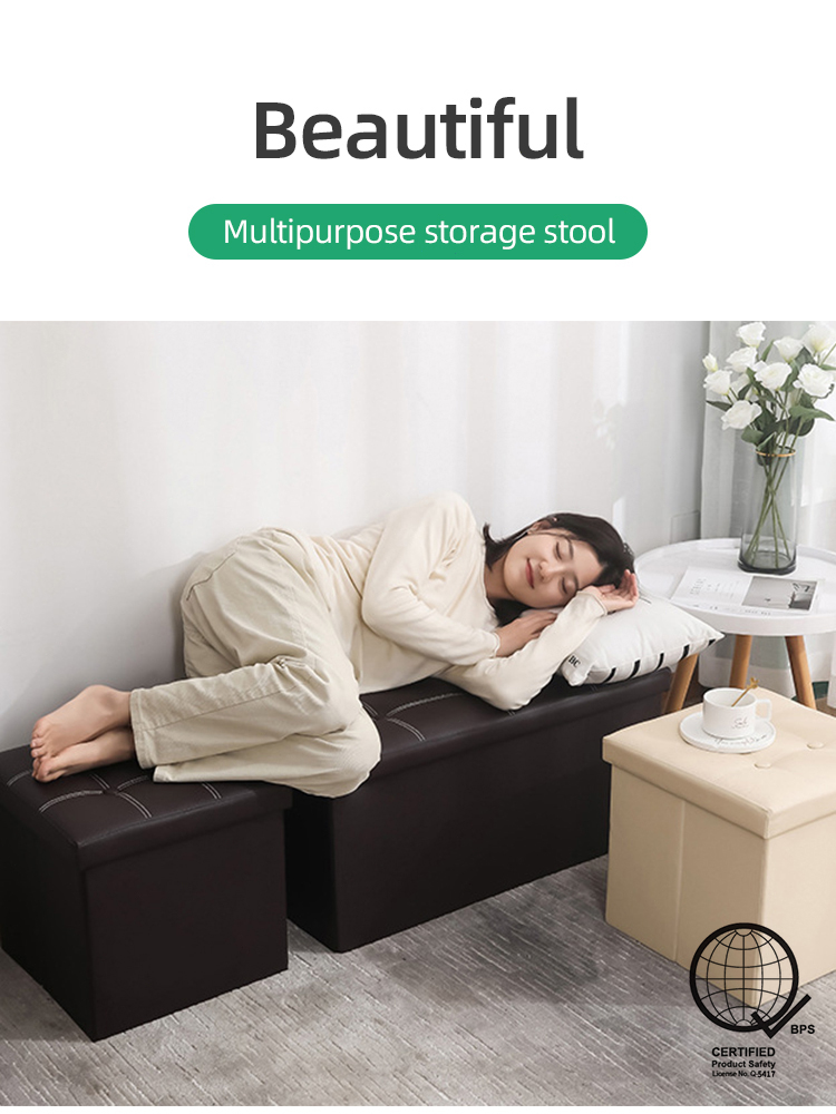 ICON Leather Ottoman Storage Box Stool Rectangular Storage Stool Sofa ...