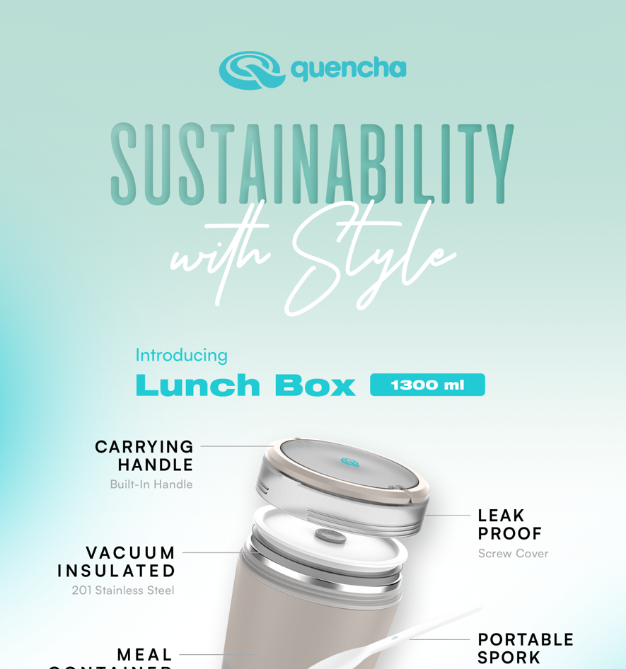 QUENCHA 1300ml 2-Layer Stainless Steel Insulated Lunch Box | Shopee ...