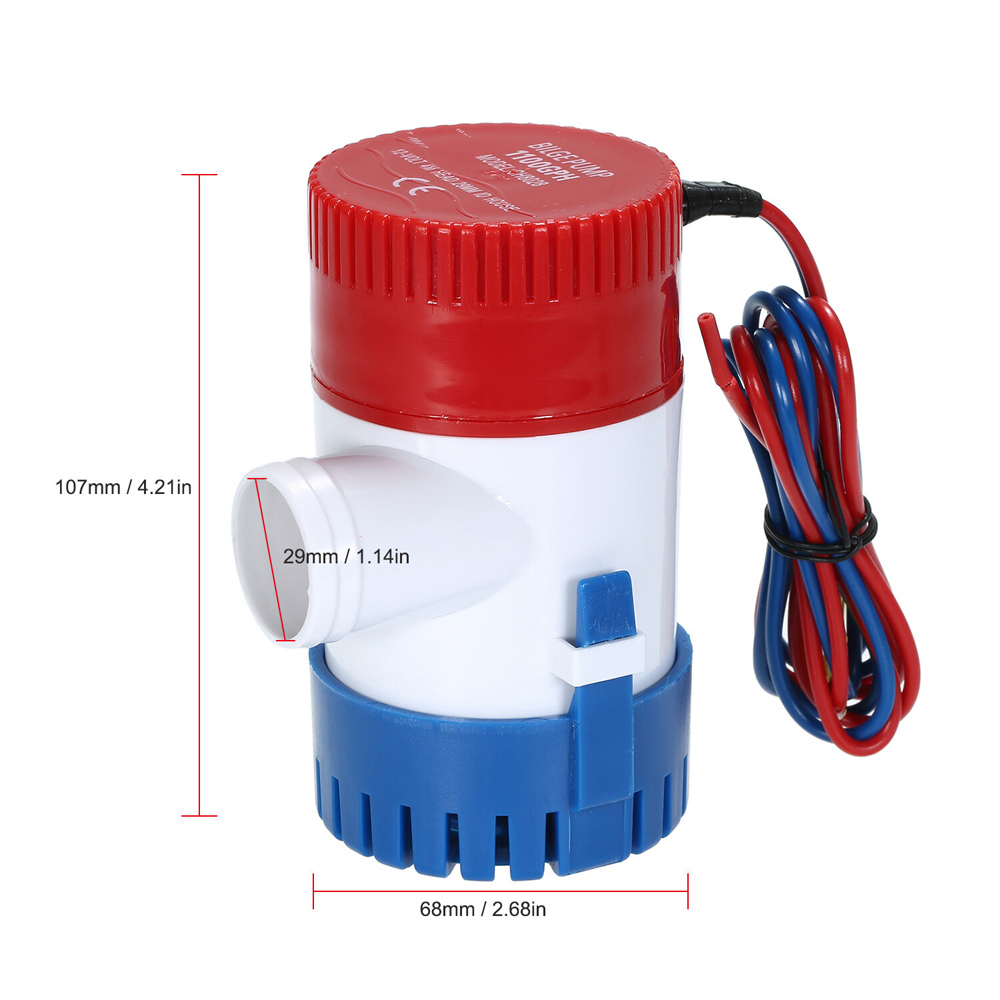 12V Electric Pump 1100GPH Marine Bilge Pump Submersible Boat Water Pump ...