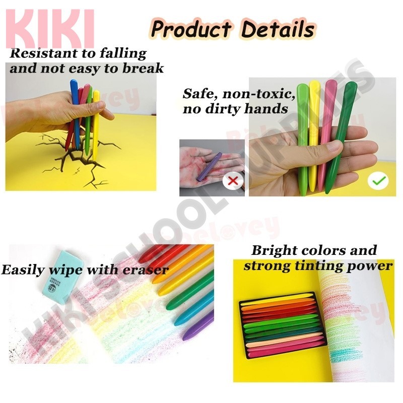 KK Crayons 6/8/12/24 Colors Kids Thin Stick Crayon Primary School ...