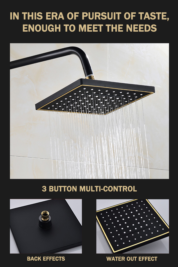 FARIDA 4 in1Black Gold Shower set With Faucet High pressure hot and ...