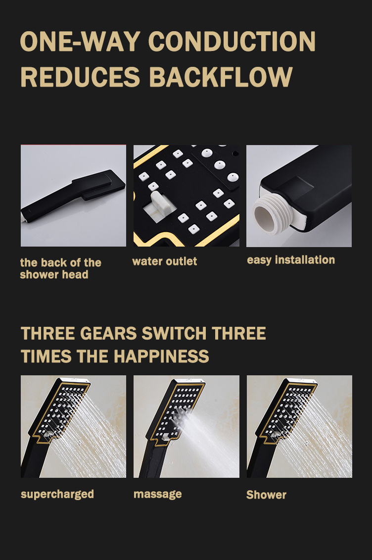FARIDA 4 in1Black Gold Shower set With Faucet High pressure hot and ...