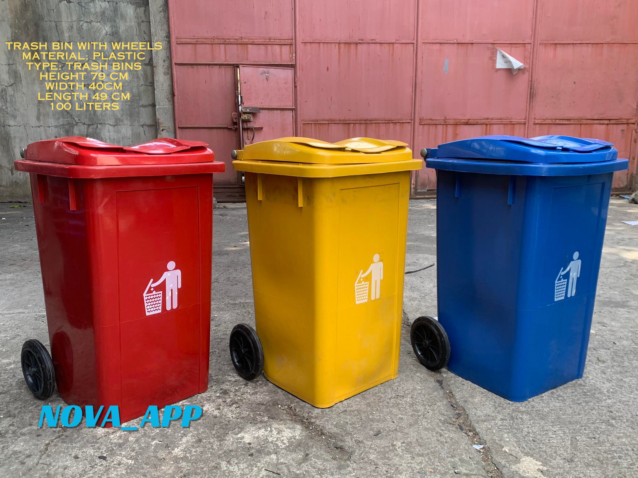 100L Nikko Trash Bin Trash Can with Wheels Basurahan Garbage Bin ...