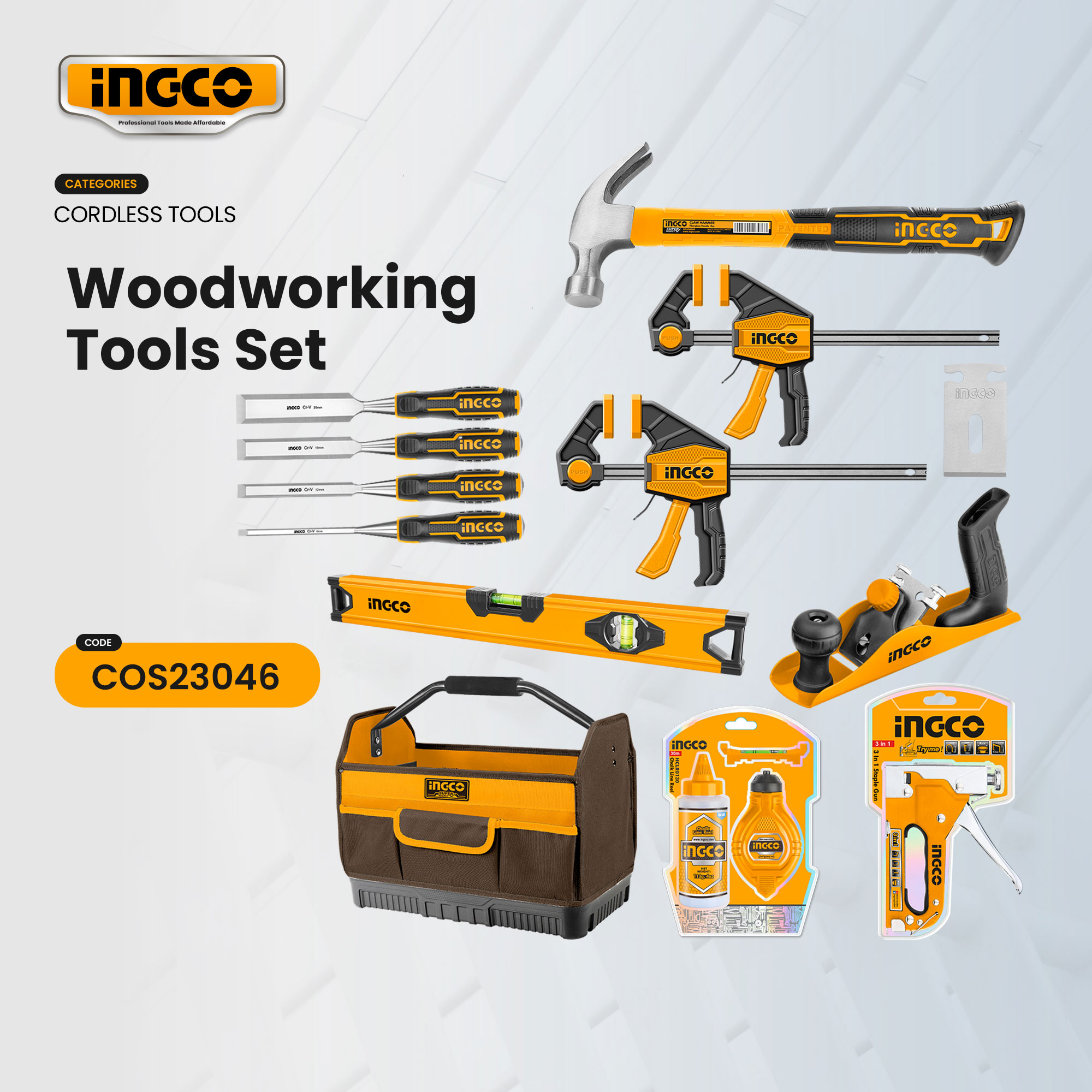 Ingco Combo Kit Woodworking Tools Set 13Pcs COS23046 HT2 | Shopee ...