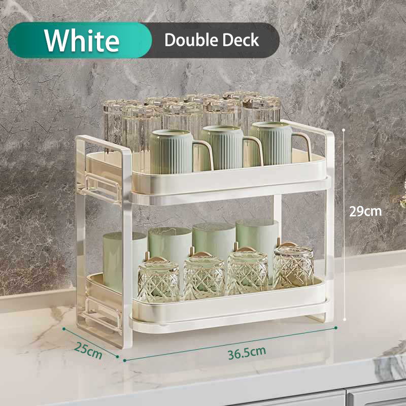 CHIT 1/2 Tiers Cups Drying Rack with Drain Tray Kitchen Storage ...