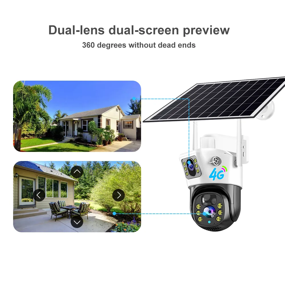 V380 Pro T5 4G Dual Lens Solar Energy CCTV Outdoor 360 Wireless ...