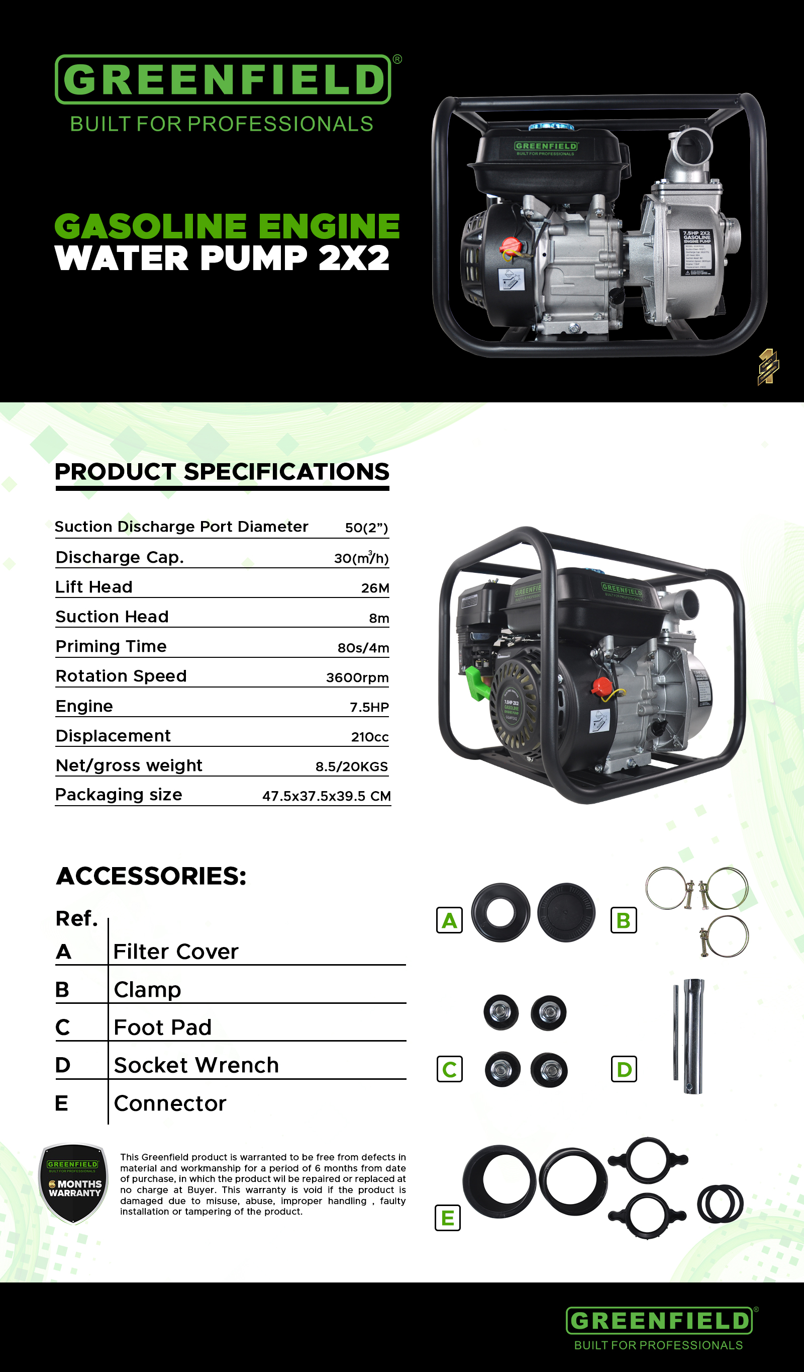 Greenfield MAC Gasoline Engine Pump 2X2 Water Pumps | Shopee Philippines