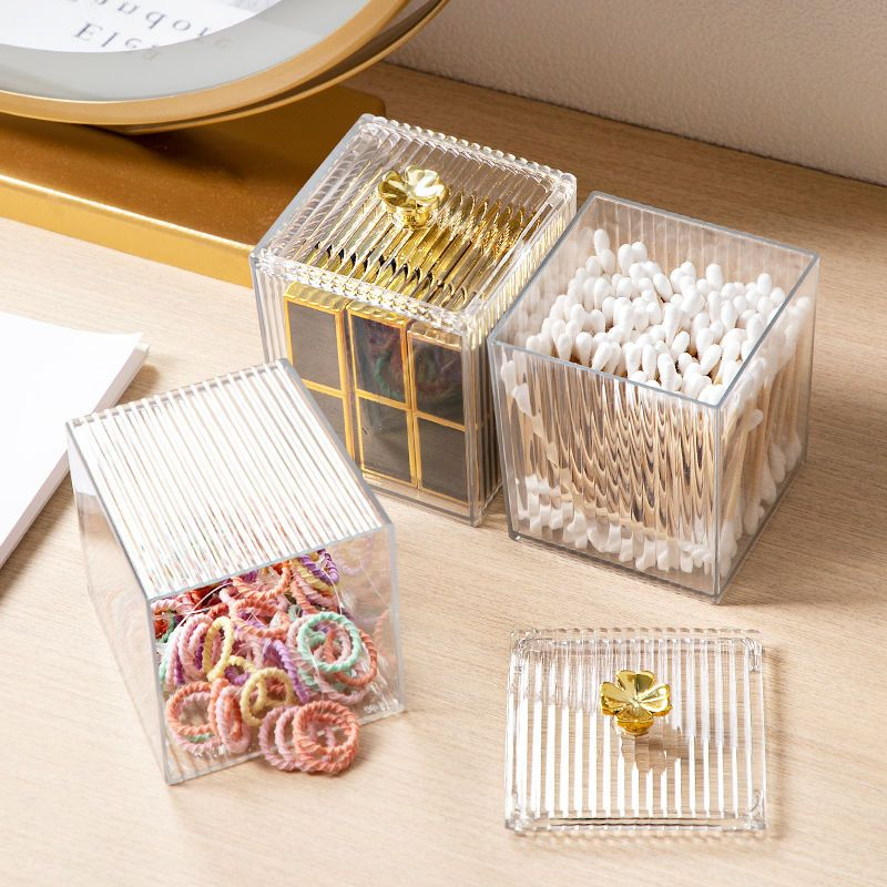 Transparent Single Tier Puff Storage Box Jar Cosmetic Makeup Organizer ...