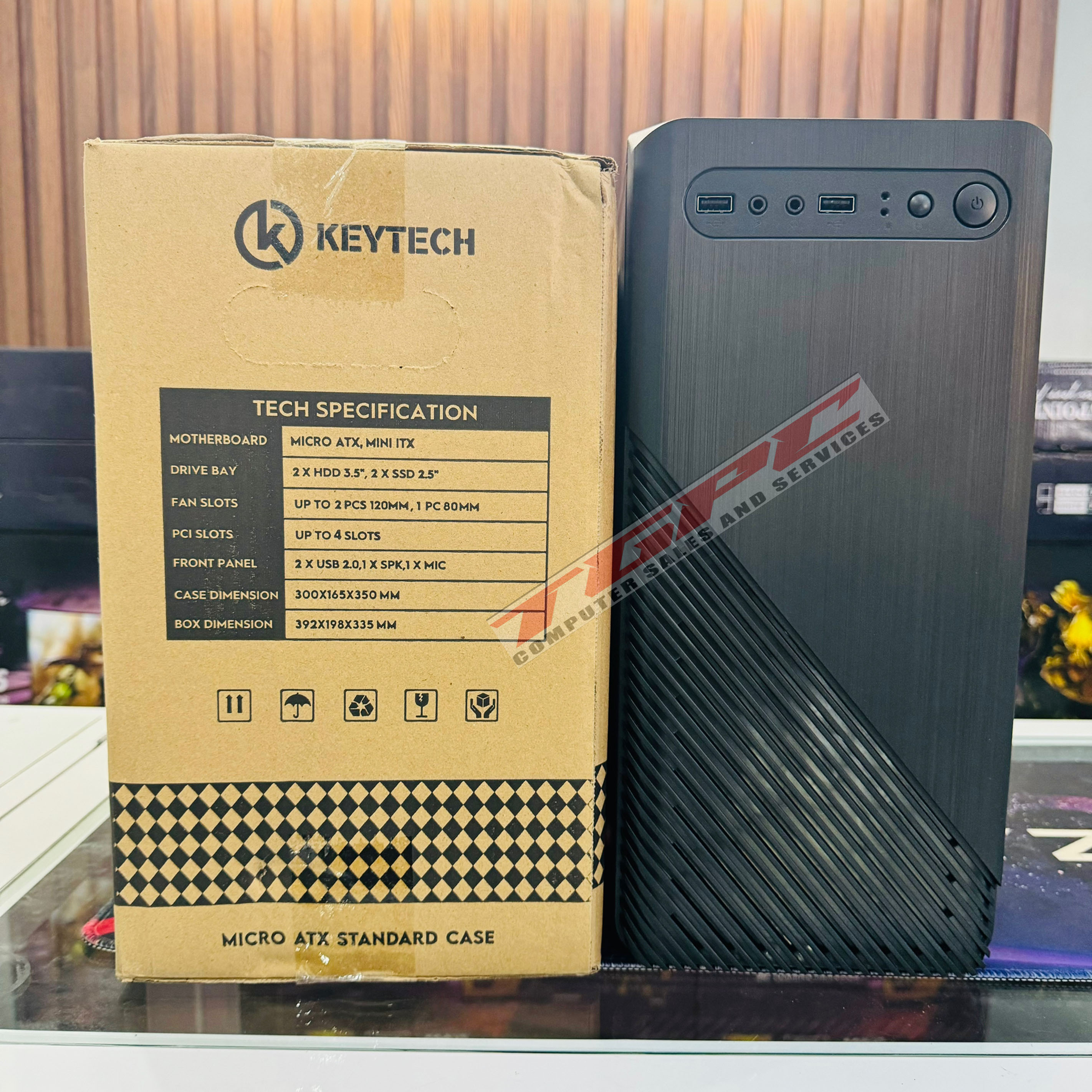 KEYTECH T100 TEMPERED GLASS Side MESH Front panel, Gaming PC Case Black ...