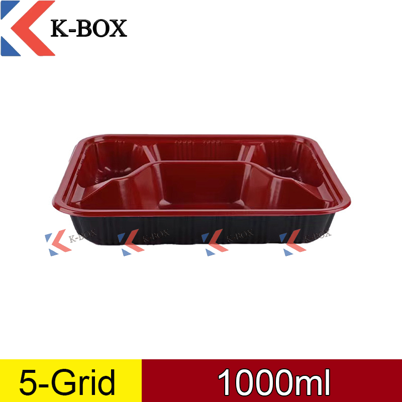 COD (25PCS) Red Bento Box With Back Cover 1/2/3/4/5 Grid Partition ...