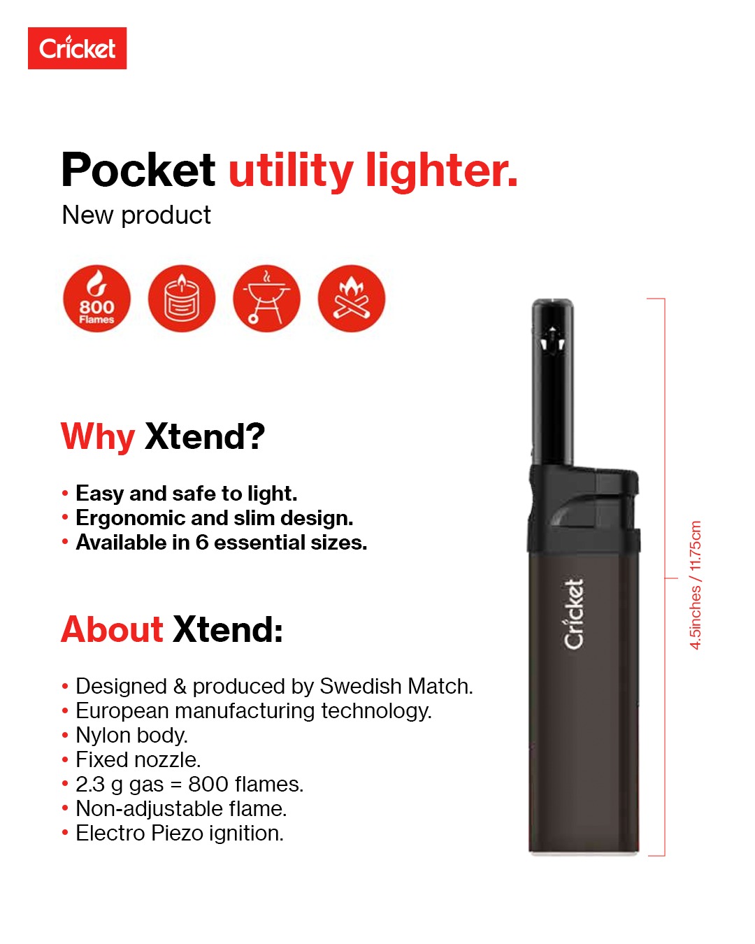 [NEW] Cricket Xtend Pocket Electro Utility Lighter Blister Pack 2's ...