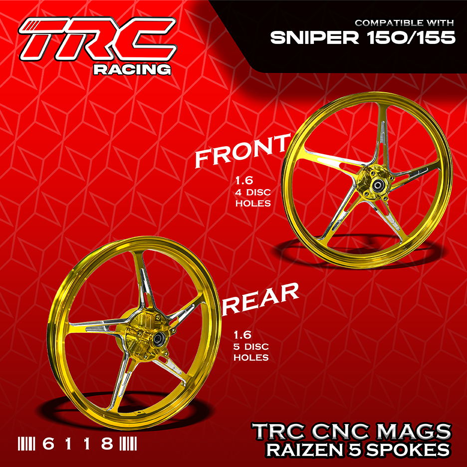TRC SNIPER 155/150 CNC Mags Raizen 5 Spokes 1.6 x 1.6 x 17 Malaysian ...