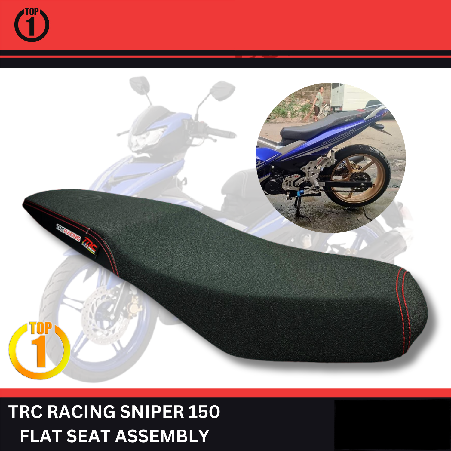Top1 Racing TRC Flat Seat Assembly Sand Paper Texture for SNIPER 150 ...