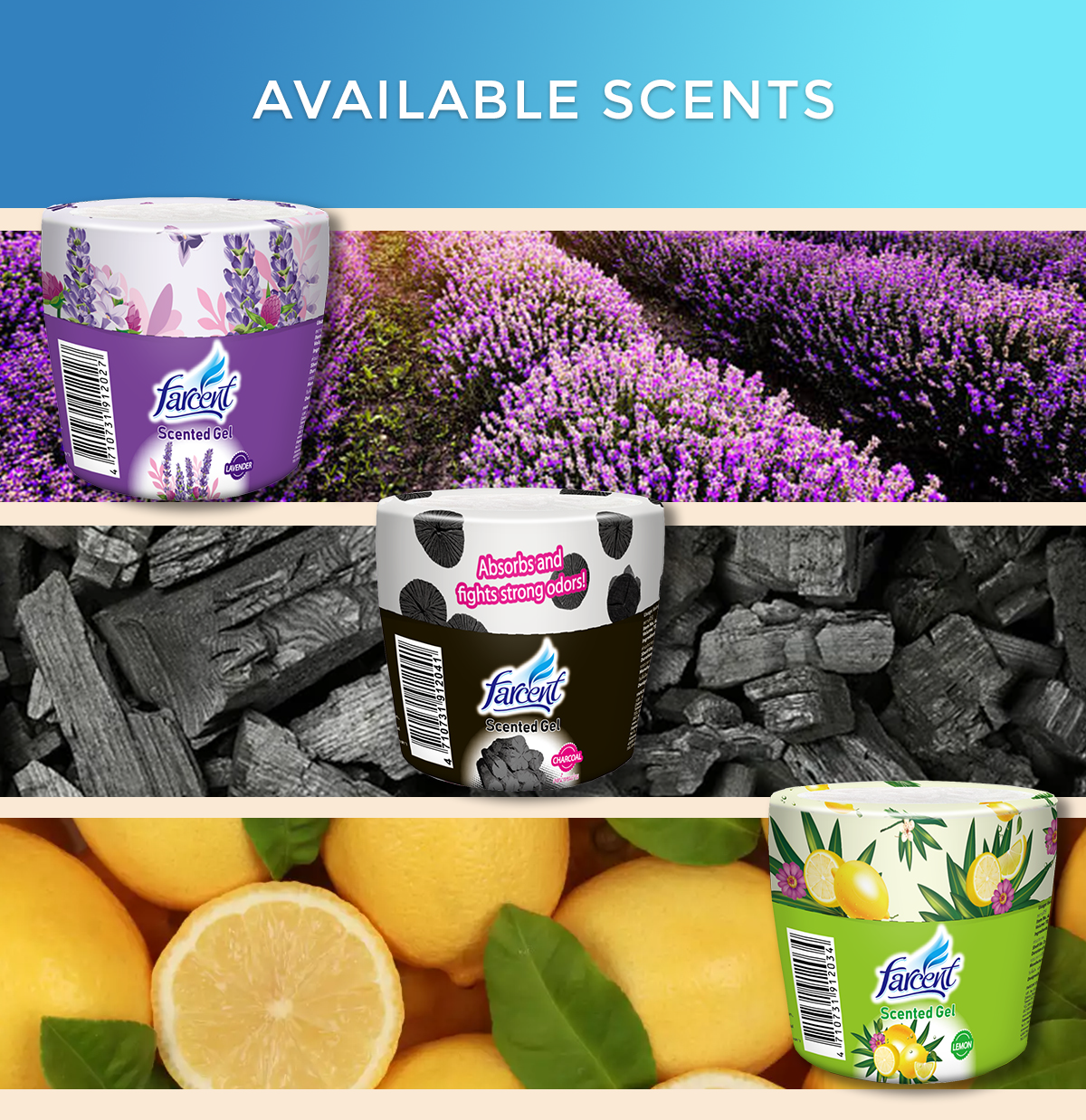 Farcent Air Freshener Scented Gel - Lavender Set of 2 (70g each ...