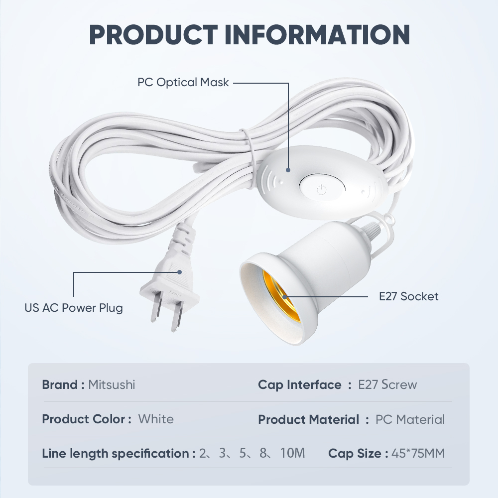 Mitsushi Lamp Bulb Holder With ON/OFF Switch E27 LED Light Bulb 2M/3.5M ...