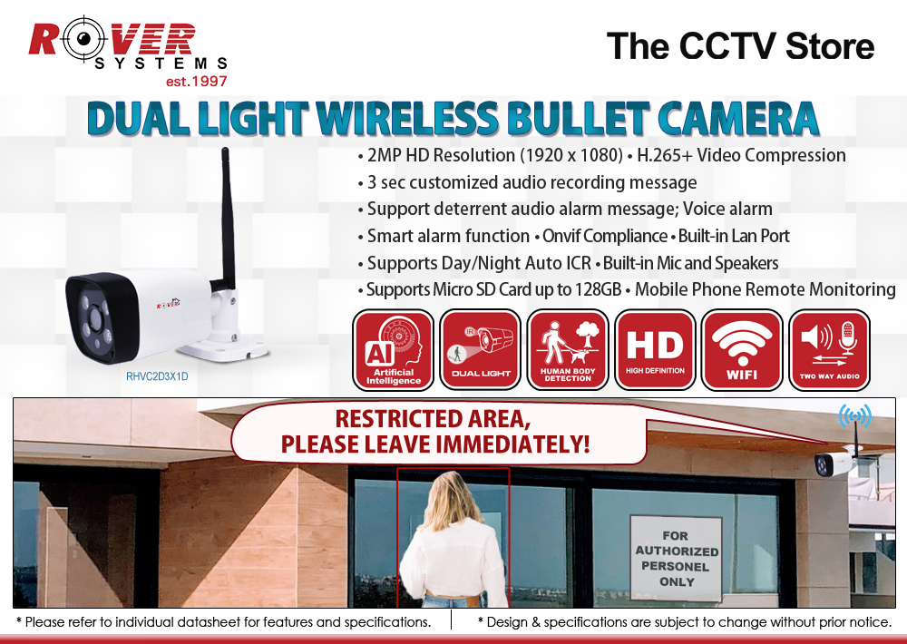 Rover Systems 2MP Smart DUAL LIGHT Outdoor Wireless IP Camera WiFi CCTV ...