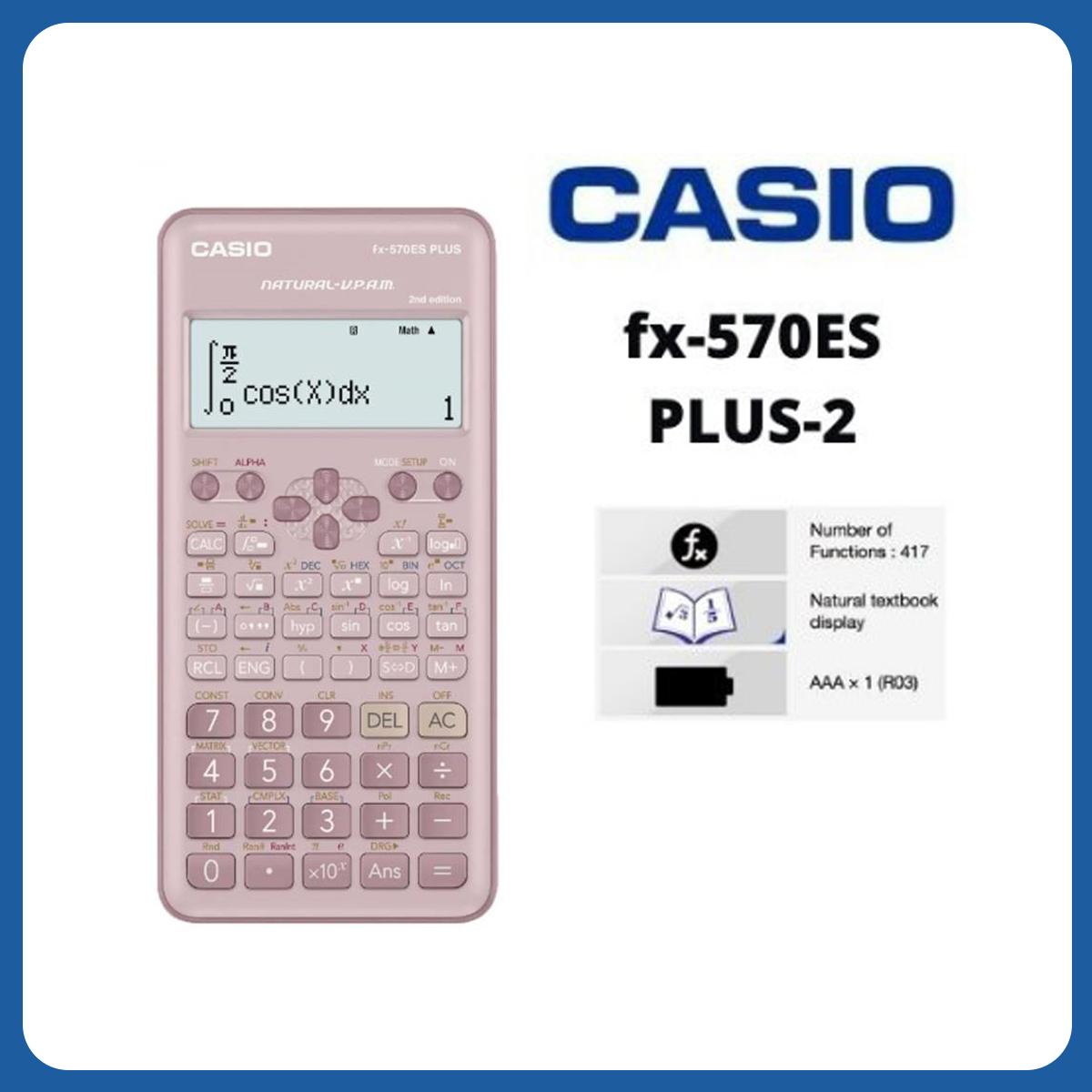 Casio FX-570EsPlus-2 (Pink) EsPlus Series - Non Programmable School and ...