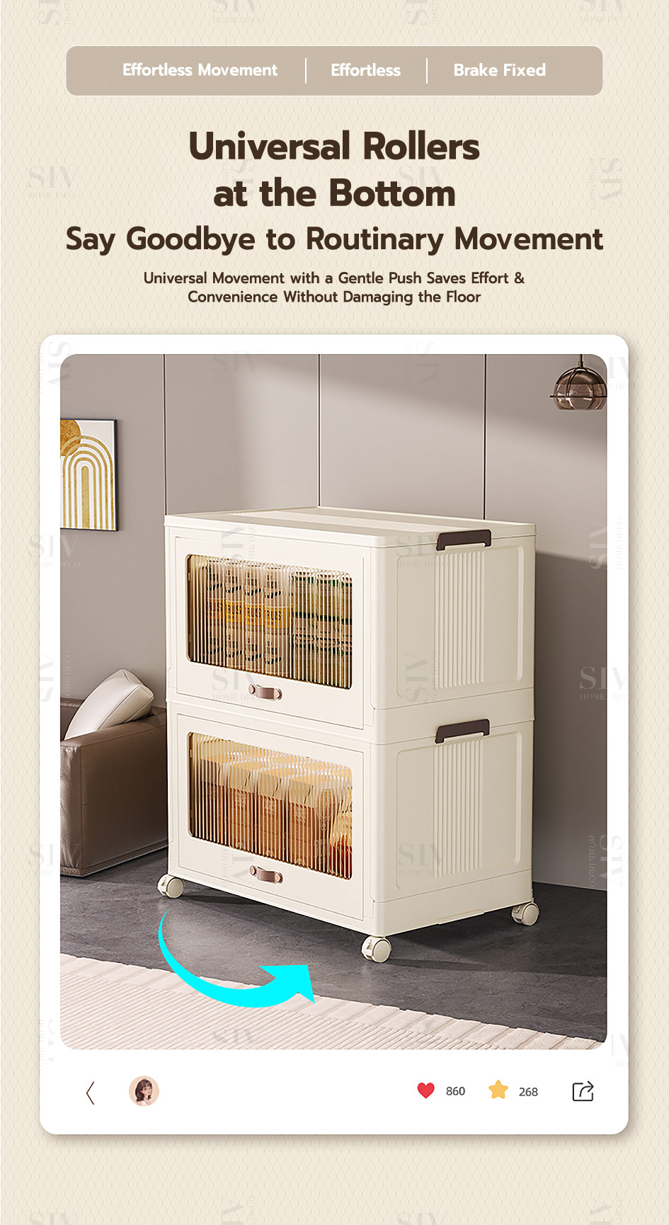 (Easy Installation) SIV 2-5 Tiers Foldable Drawer Cabinet Folding ...