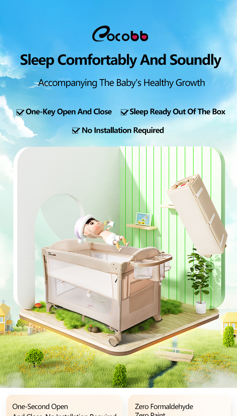 COCOBB Baby Crib With Mosquito Net Multifunctional Mobile Liftable ...